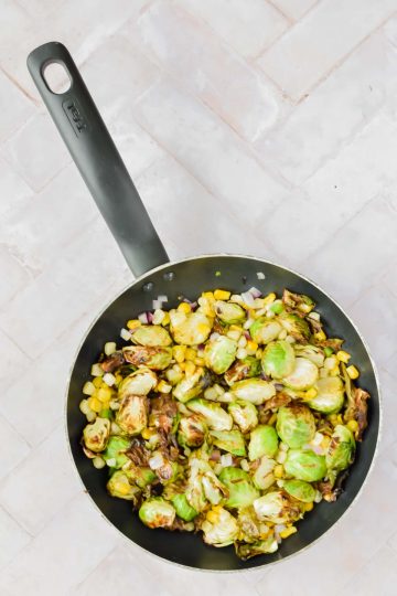 Street Corn Mexican Brussel Sprouts - A Paige of Positivity